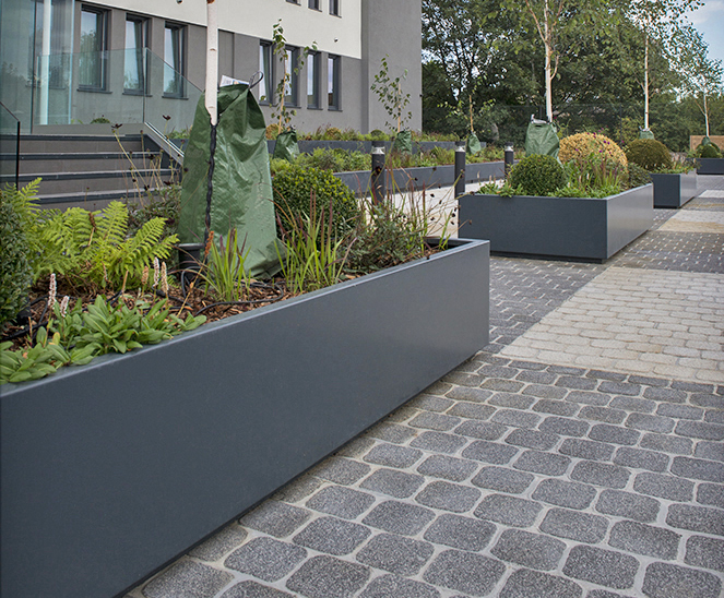 Bespoke steel planters - Channelsea House, Stratford | IOTA | ESI ...
