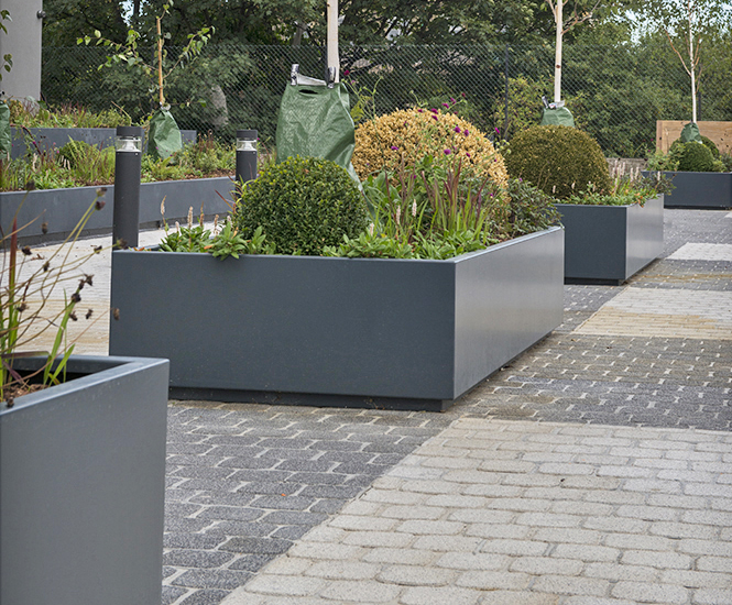 Bespoke steel planters - Channelsea House, Stratford | IOTA | ESI ...
