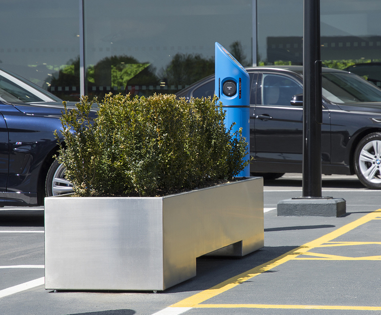 Bespoke movable steel planters for new car dealership | IOTA | ESI ...