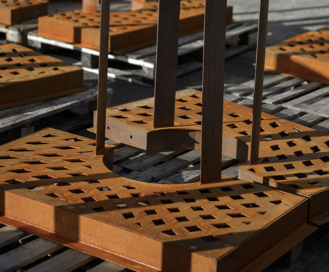 Corten steel tree grilles | IOTA | ESI External Works