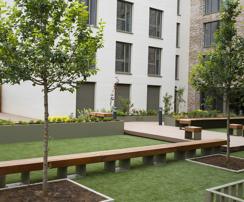 Planters and seating for Telford Homes development | IOTA | ESI ...