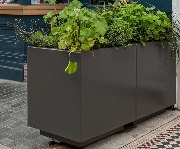 Aluminium large street planters - Motcomb St, London | IOTA | ESI ...