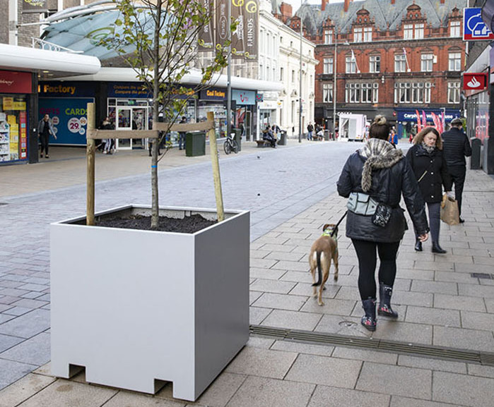 Bespoke steel tree planters for public realm improvement | IOTA | ESI ...