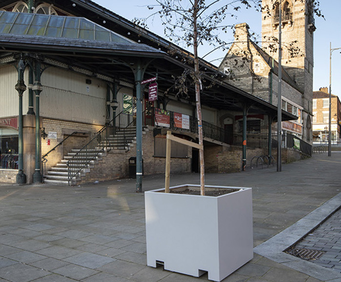 Bespoke steel tree planters for public realm improvement | IOTA | ESI ...