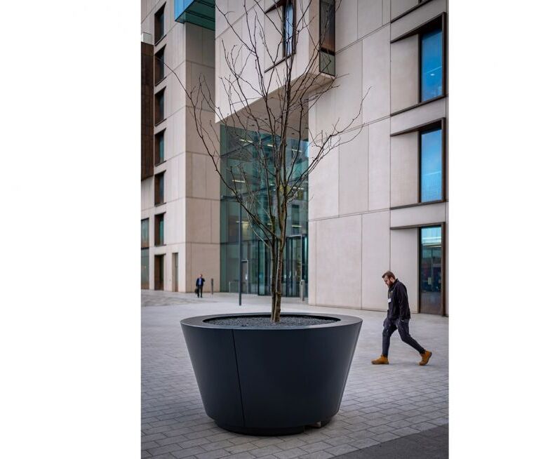 Large conical steel planters for Imperial College campus | IOTA | ESI ...