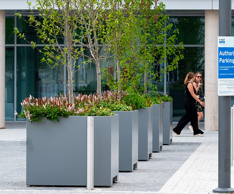 Movable zintec steel tree planters - University of Bath | IOTA | ESI ...