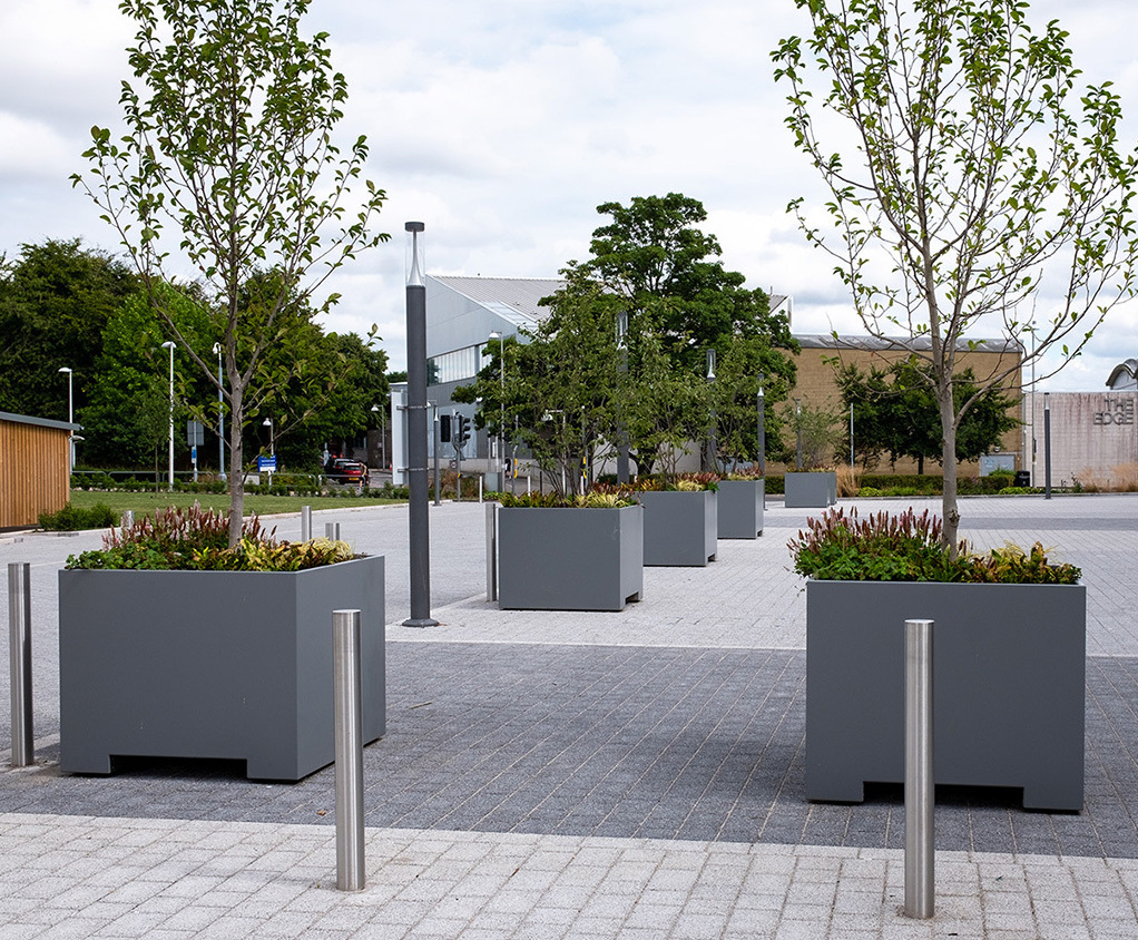 Movable zintec steel tree planters - University of Bath | IOTA | ESI ...
