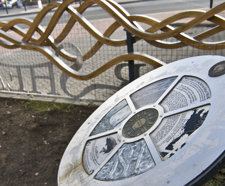 Sculpture and information wheels for River Sheaf Walk | Handspring ...