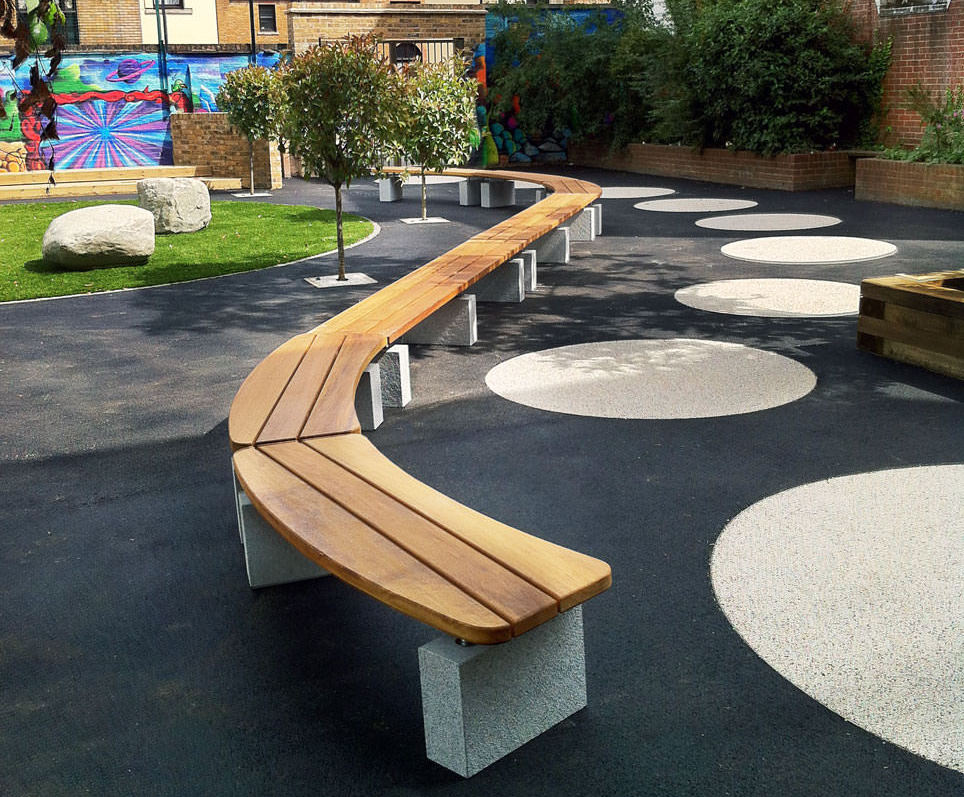 Sheldon Curved Timber Topped Bench - SBN321 | Langley Design Street ...