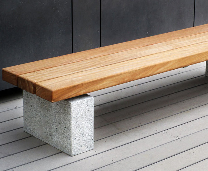 Sheldon Chunky Timber Top Plinth Mounted Bench - SBN331 | Langley ...