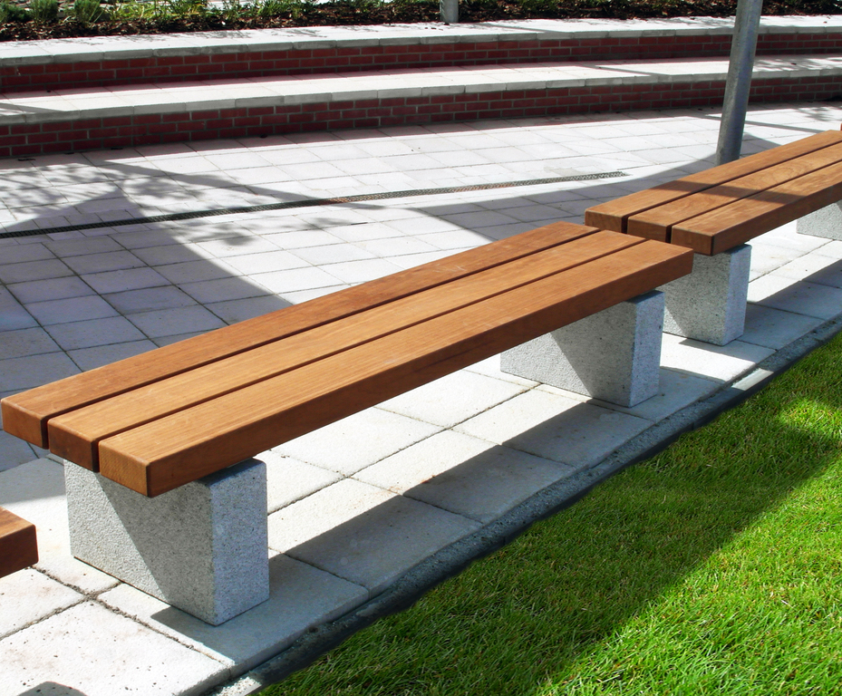 Sheldon Chunky Timber Top Plinth Mounted Bench - SBN331 | Langley ...