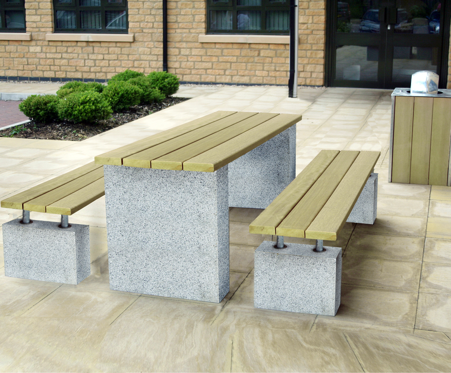 Sheldon Plinth Mounted Timber Picnic Table - SPT311 | Langley Design Street Furniture | ESI ...