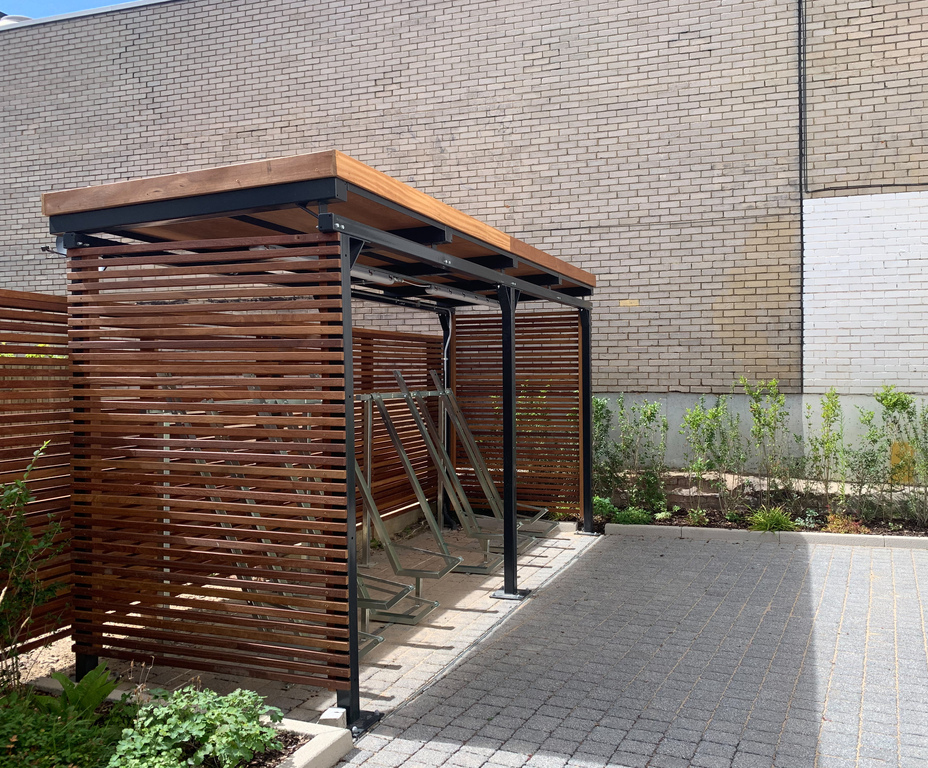 Bespoke cycle and bin store facility with sedum roofs | Langley Design ...