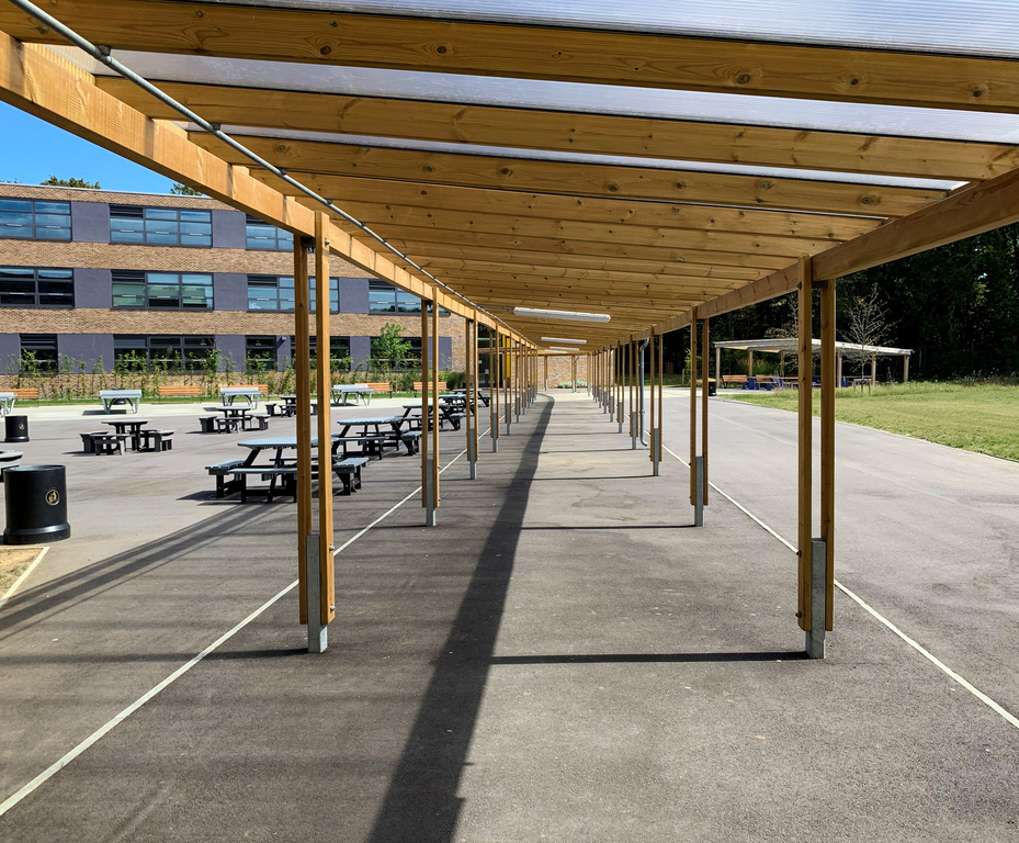 Large covered walkway and canopy - Eden Park High School | Langley ...