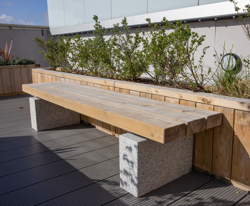 Sheldon Chunky Timber Top Plinth Mounted Bench - SBN331 | Langley ...