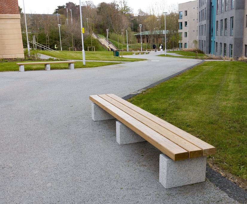 Sheldon Chunky Timber Top Plinth Mounted Bench - SBN331 | Langley ...