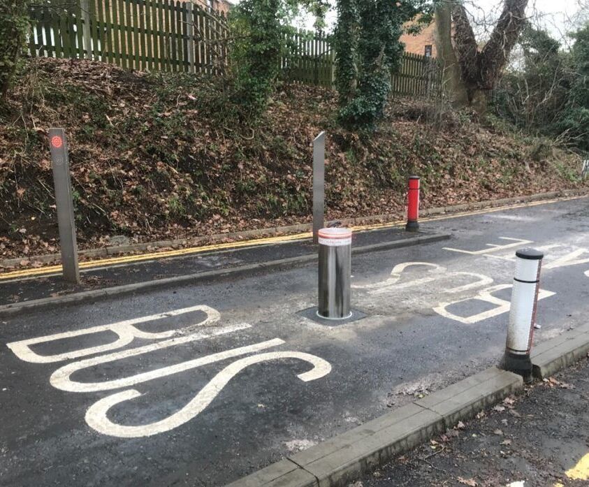 Automatic bollard for bus access road, Hertfordshire | Macs Automated ...