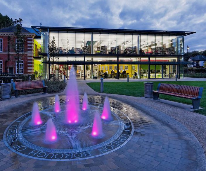 Dry plaza water feature - Enfield Library | Fountains Direct | ESI ...