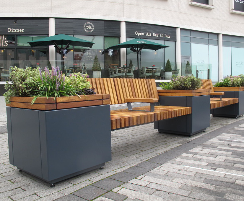 Integrated seating & planters enhance shopping centre | Furnitubes ...