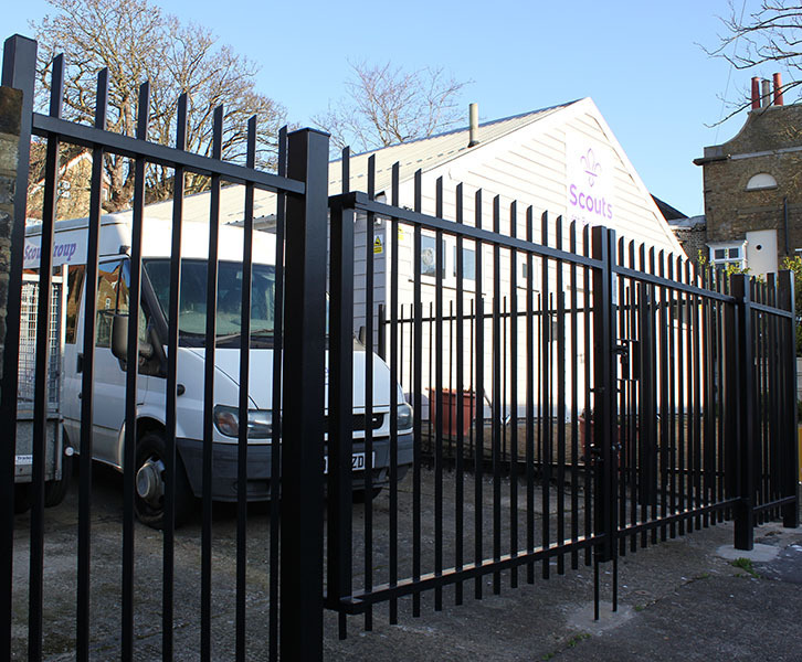 Vertical bar perimeter fencing for Scout facility | Jacksons Fencing ...
