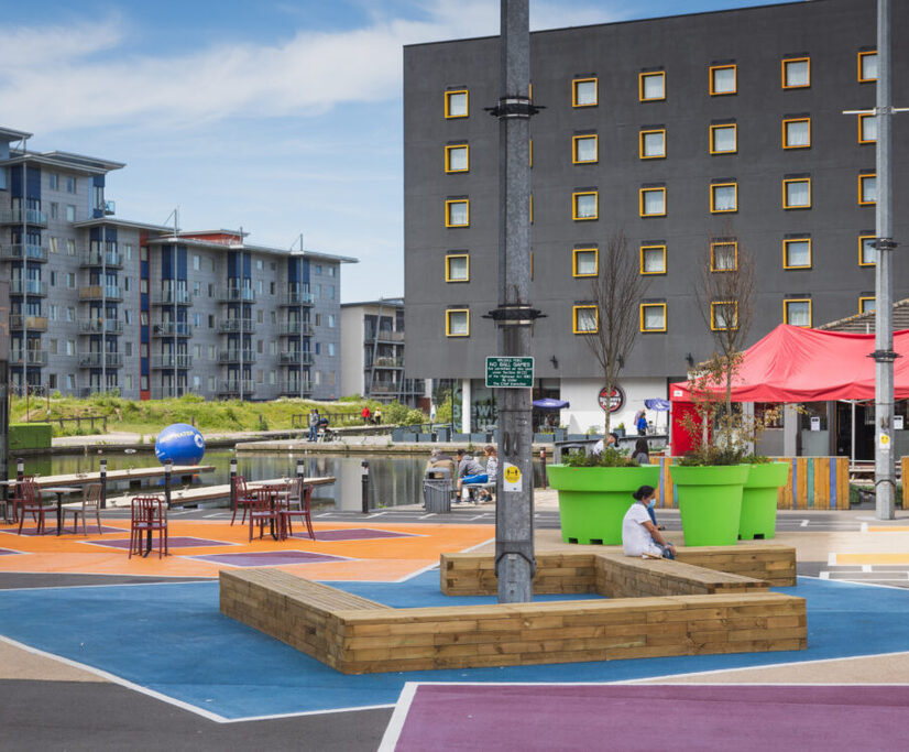 Modular tiered timber block seating for public square | WoodBlocX | ESI ...