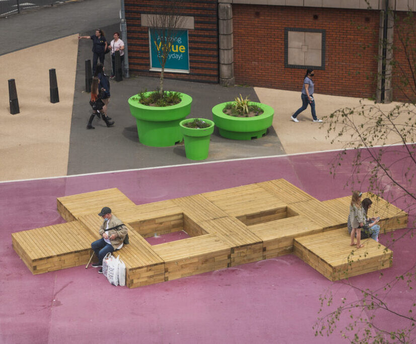 Modular tiered timber block seating for public square | WoodBlocX | ESI ...
