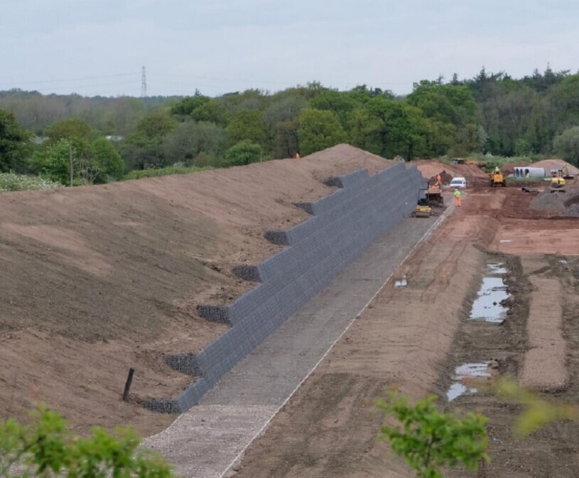 Award-winning reinforced soil bund for business park | Maccaferri | ESI ...