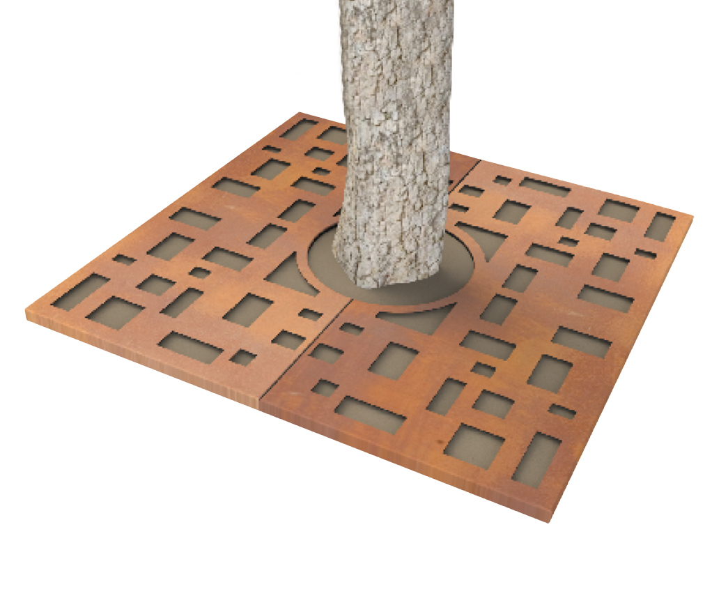ASF Cubes square corten steel tree grille | Architectural Street ...