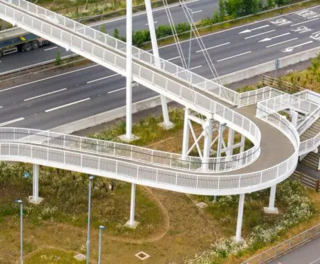 Steel cable stay footbridge over A45 at Rushden Lakes | Nusteel ...