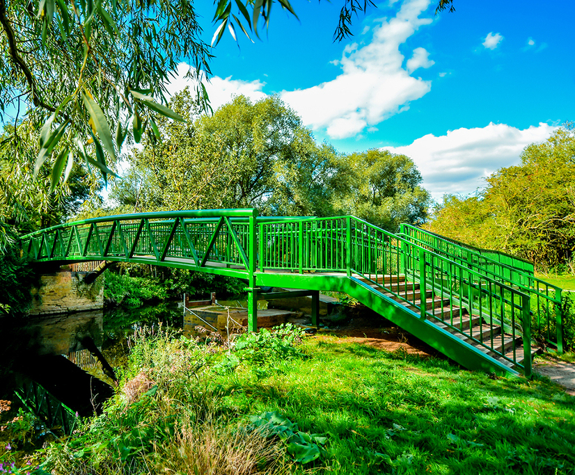 Steel Warren truss footbridge over river at Islip Mill | Nusteel ...