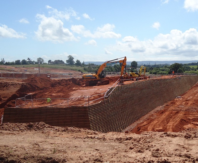 Permacrib retaining wall, Sainsbury's | Phi Group | ESI External Works