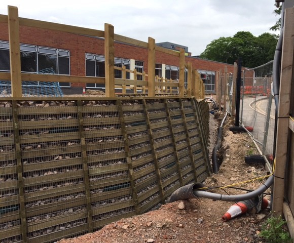 Permacrib timber retaining wall for new primary school | Phi Group ...