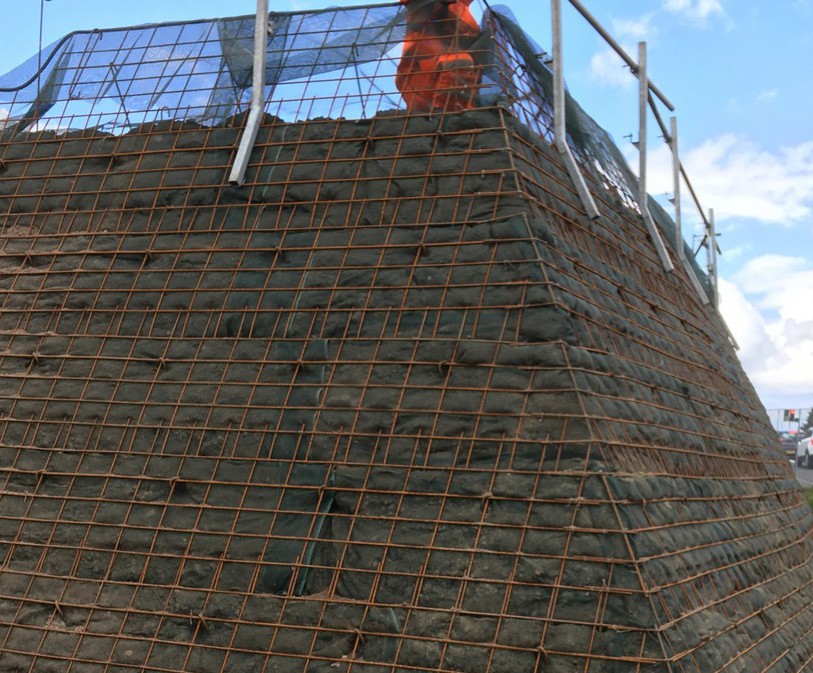 Highway standard reinforced soil wall for retail park | Phi Group | ESI ...