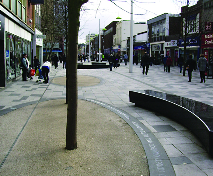 Unique natural stone hardscape revitalises high street | Pomery Natural ...