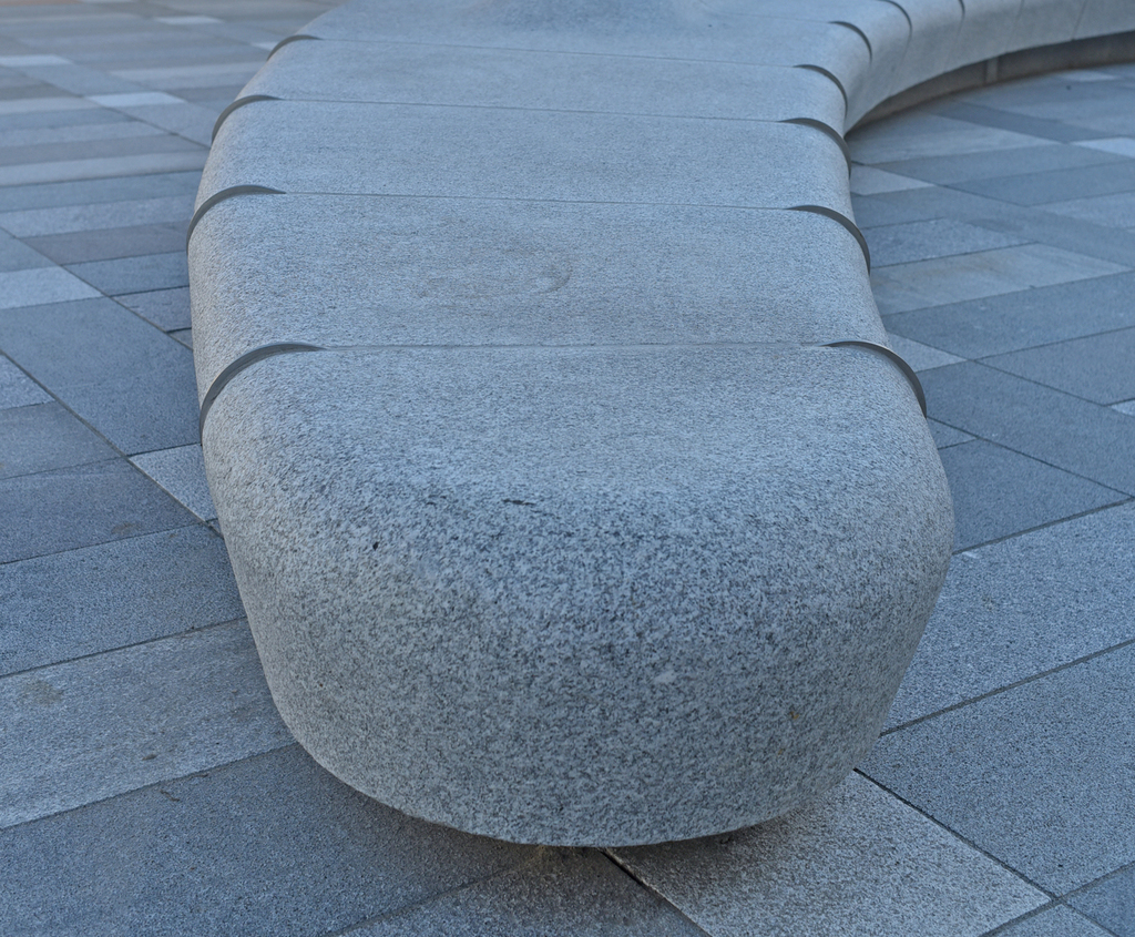 Bespoke curved granite benches revitalise town centre | Pomery Natural ...