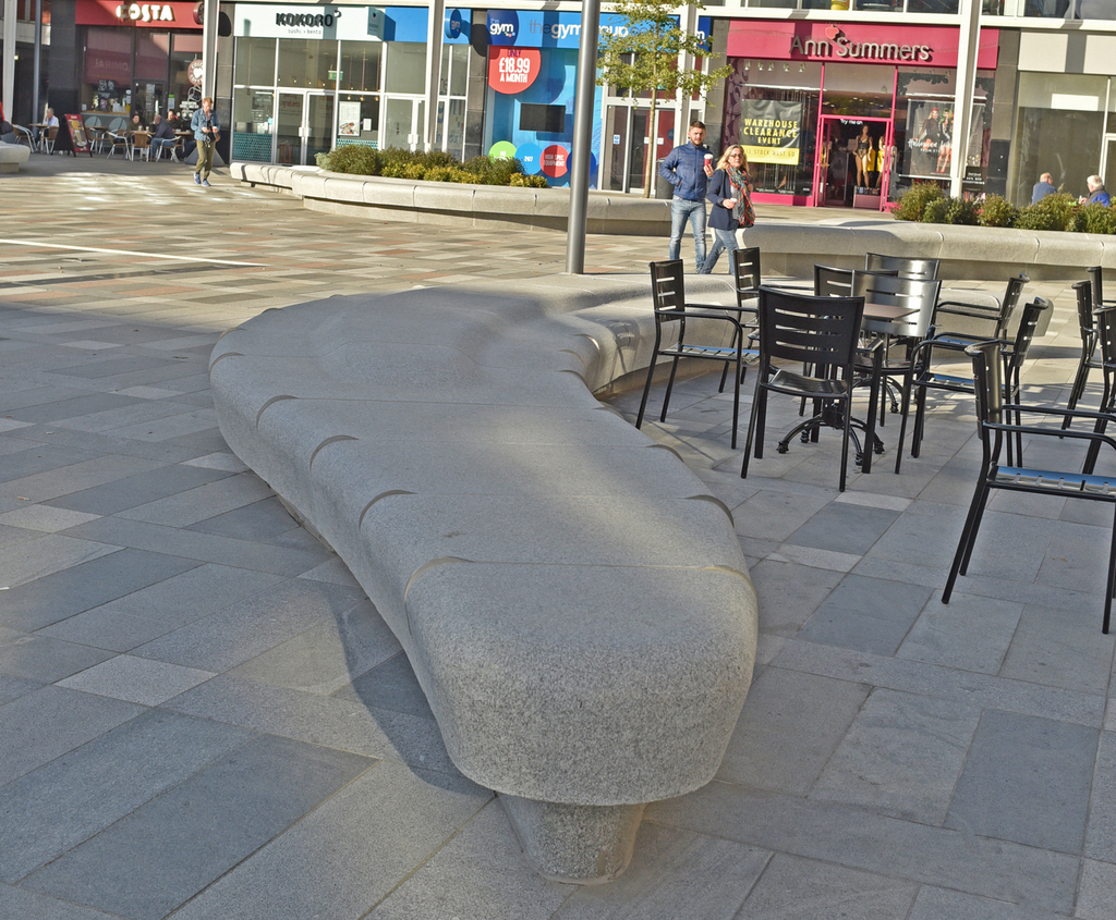 Bespoke curved granite benches revitalise town centre | Pomery Natural ...