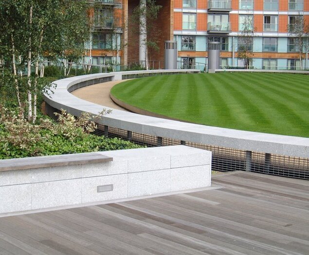 Bespoke grey granite seating | Pomery Natural Stone | ESI External Works