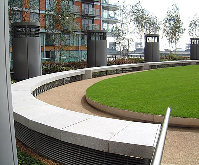 Bespoke grey granite seating | Pomery Natural Stone | ESI External Works