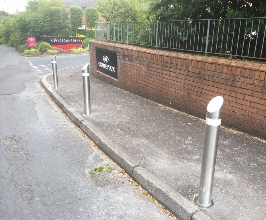 Stainless steel bollards for hotel upgrade and extension ...