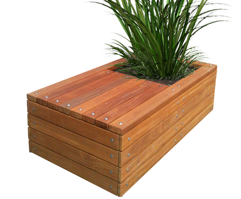 Wheeled hardwood timber planter seat | Woodscape | ESI External Works