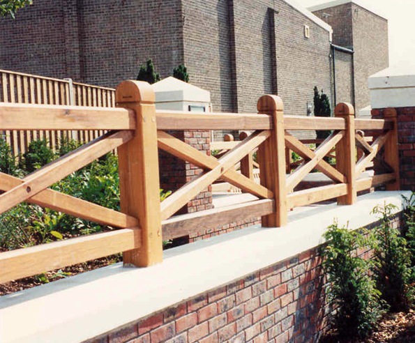 Cross Brace timber post and rail fencing | Woodscape | ESI External Works