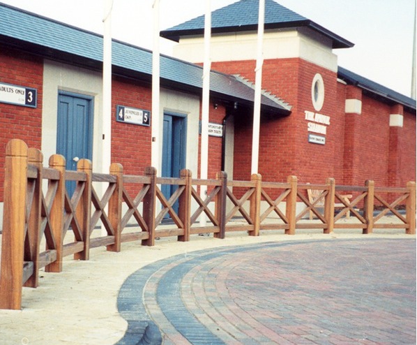 Cross Brace timber post and rail fencing | Woodscape | ESI External Works