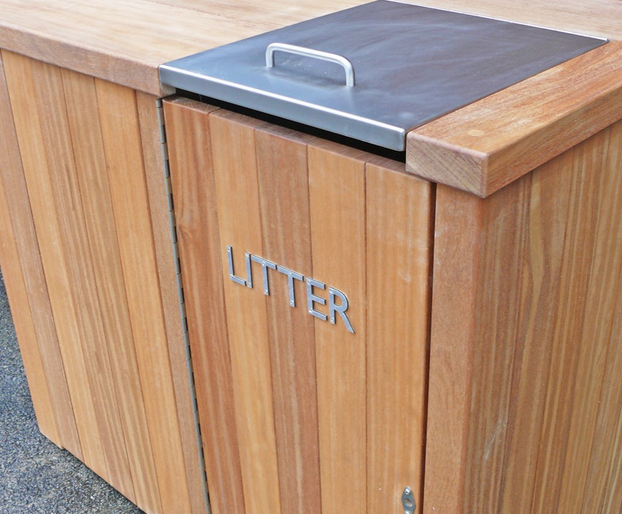 LBSH 112 hardwood timber square litter bin | Woodscape | ESI External Works