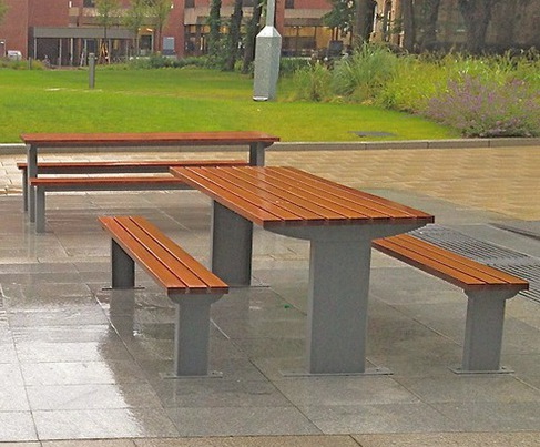 Burlington hardwood timber picnic table and bench set | Woodscape | ESI ...