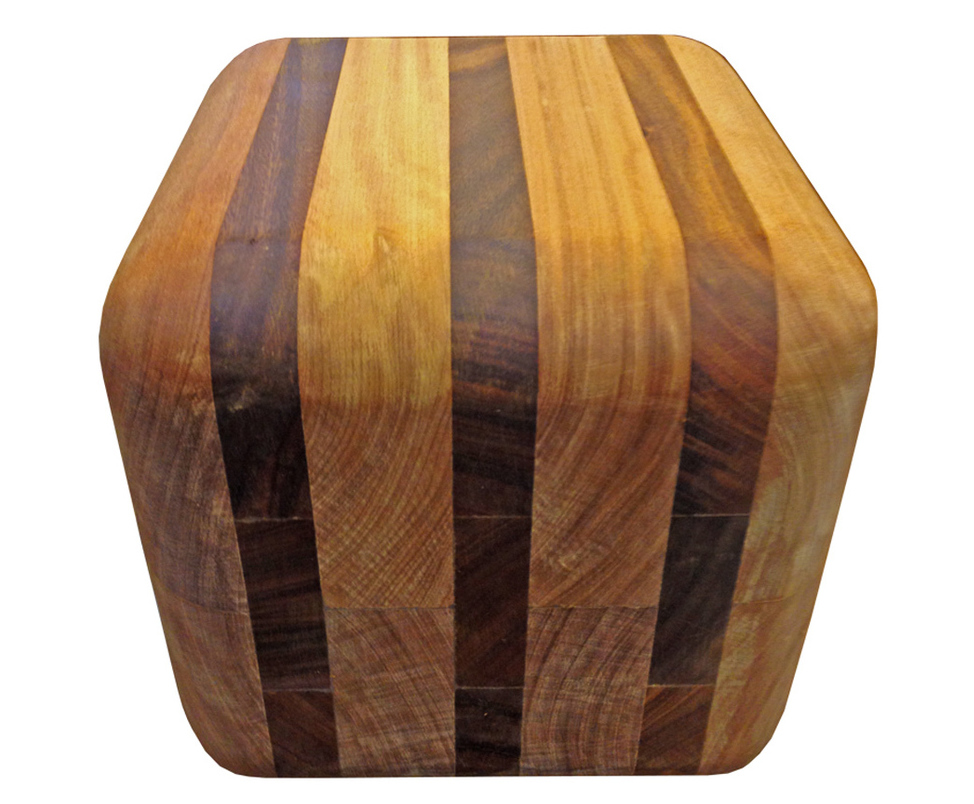 Banded Cube hardwood timber seat | Woodscape | ESI External Works