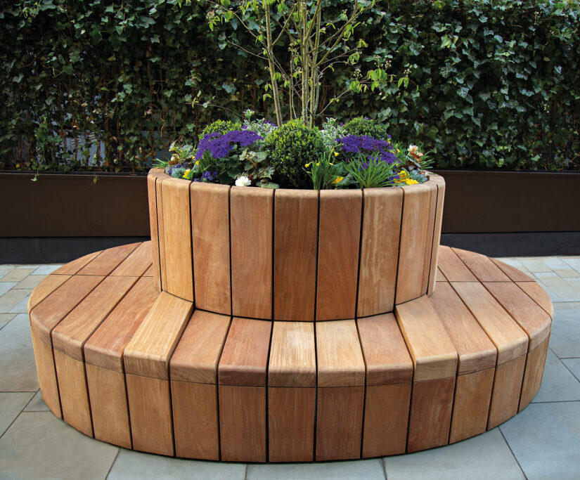 Custom planter seats for public space - St James Market | Woodscape ...