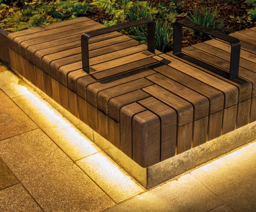 Bespoke illuminated seating - Whitfield Gardens, London | Woodscape ...