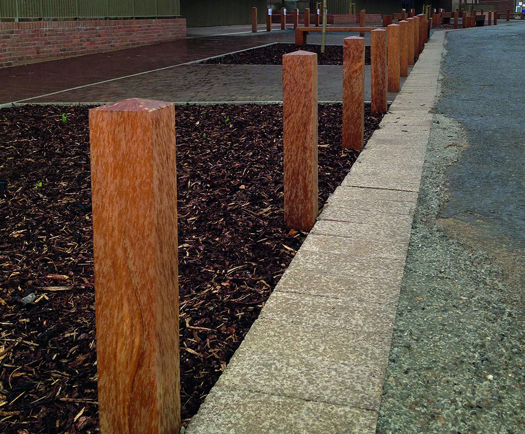 Square profile hardwood bollards | Woodscape | ESI External Works