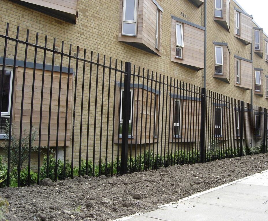Vertical solid bar steel railings | Zaun | ESI External Works