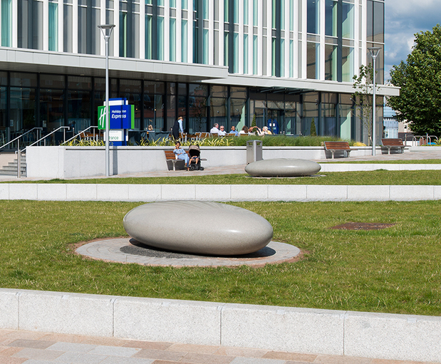Large polished concrete Pebble Seats for hotel grounds | Barrell ...